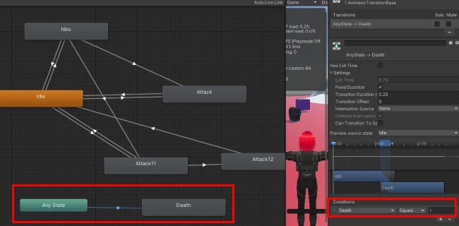 Unityの死亡アニメーションの実装を究める。